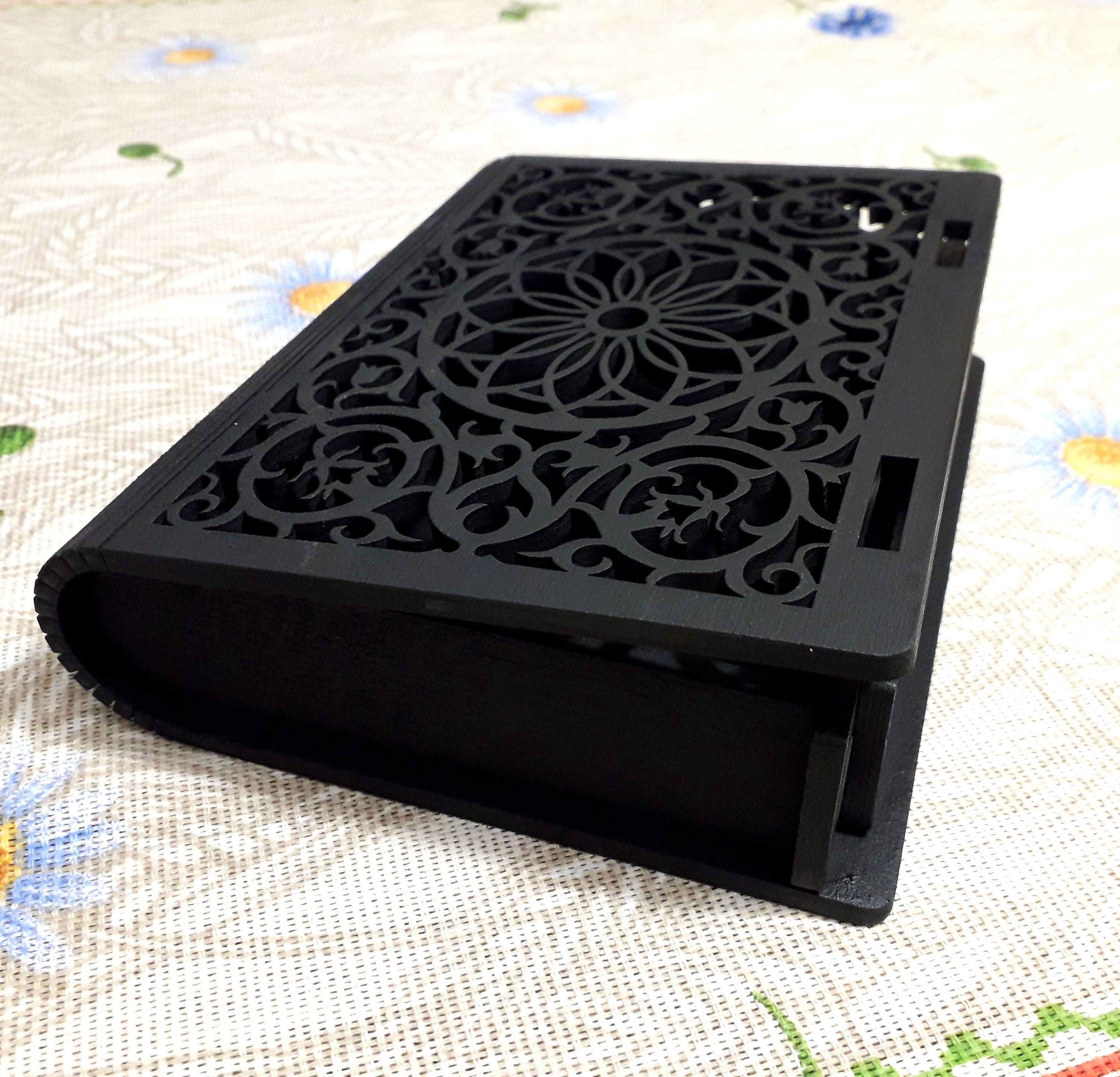 Green laser cut wood mandala box for tarot cards Jewelry | Etsy