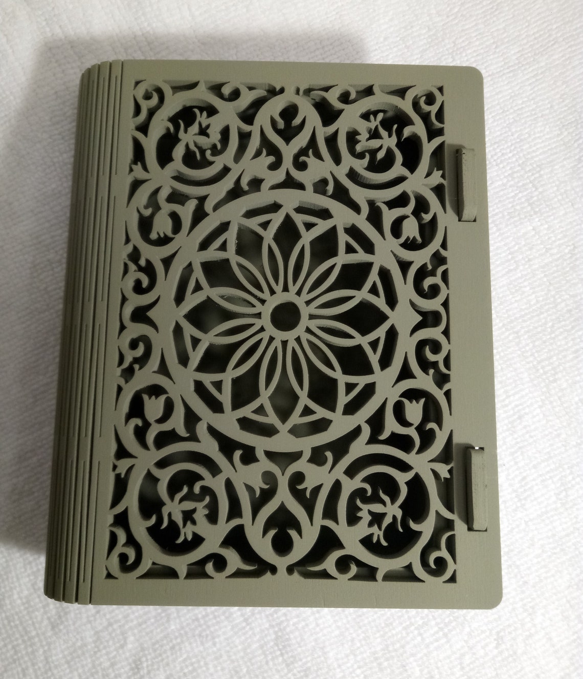 Green laser cut wood mandala box for tarot cards Jewelry | Etsy