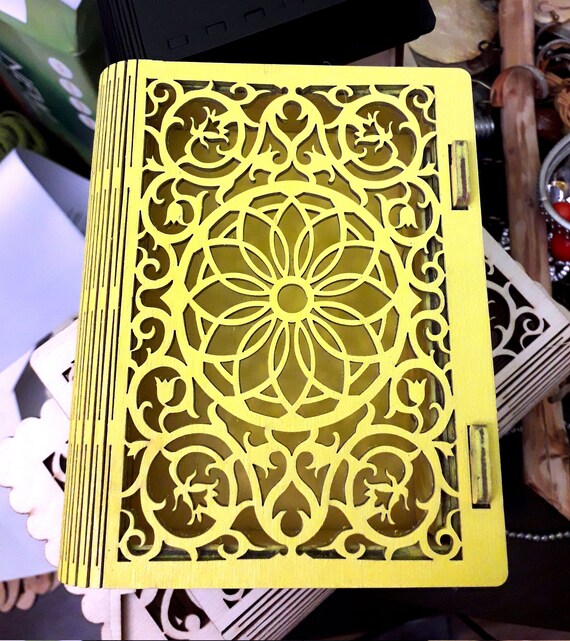 Laser Cut Wooden Mandala Box Yellow Tarot Cards Box Jewelry | Etsy