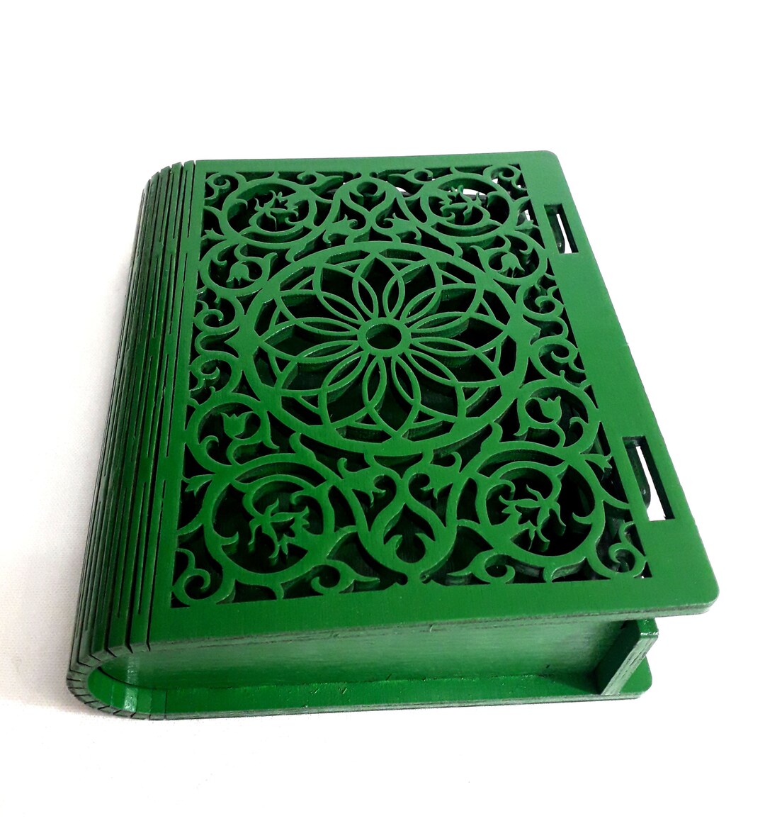 Green Laser Cut Wood Mandala Box for Tarot Cards Jewelry Storage Floral ...