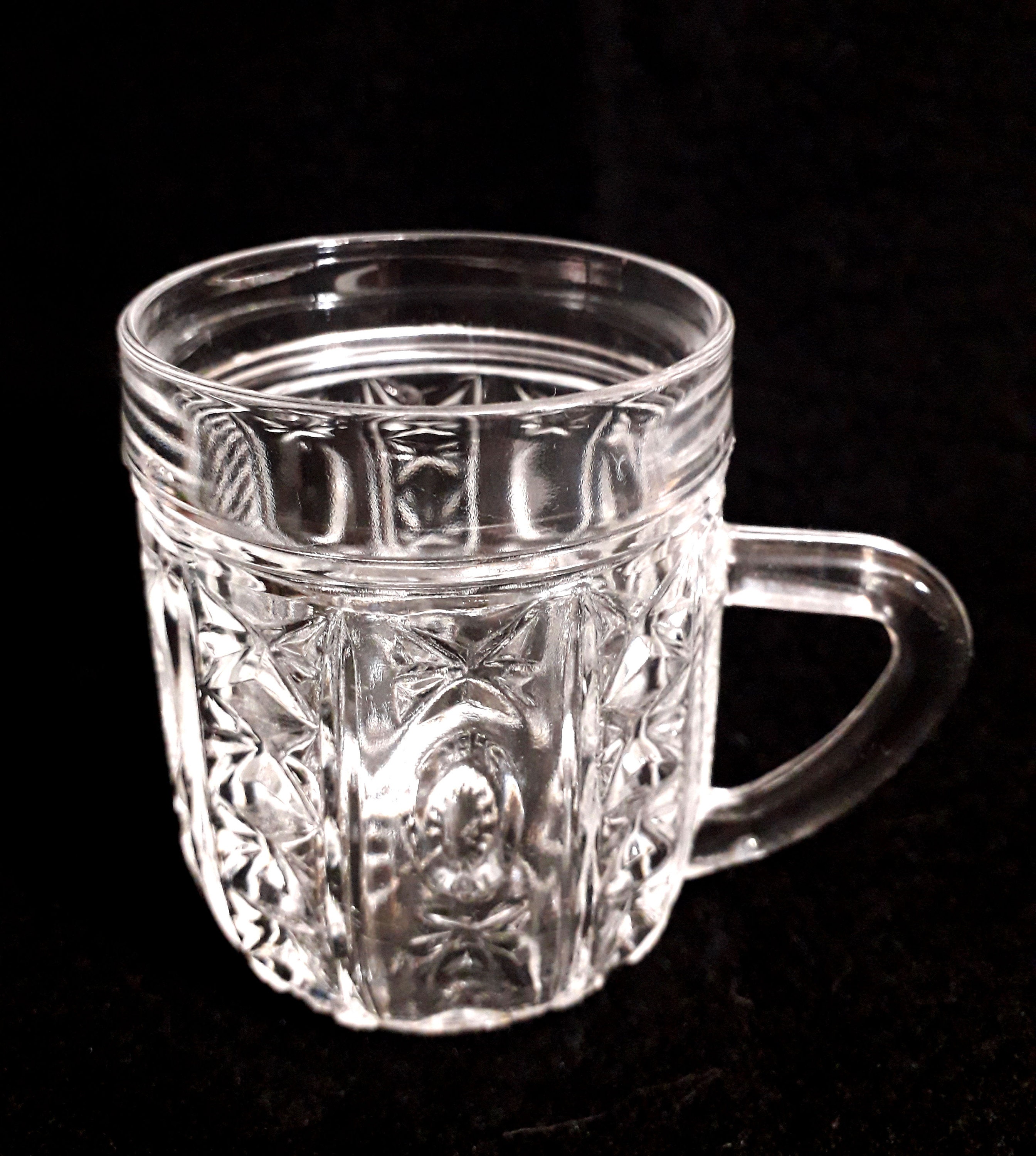 Vintage Lead Crystal Mugs Carved Liquor Glasses for Mulled Wine 5 Oz ...