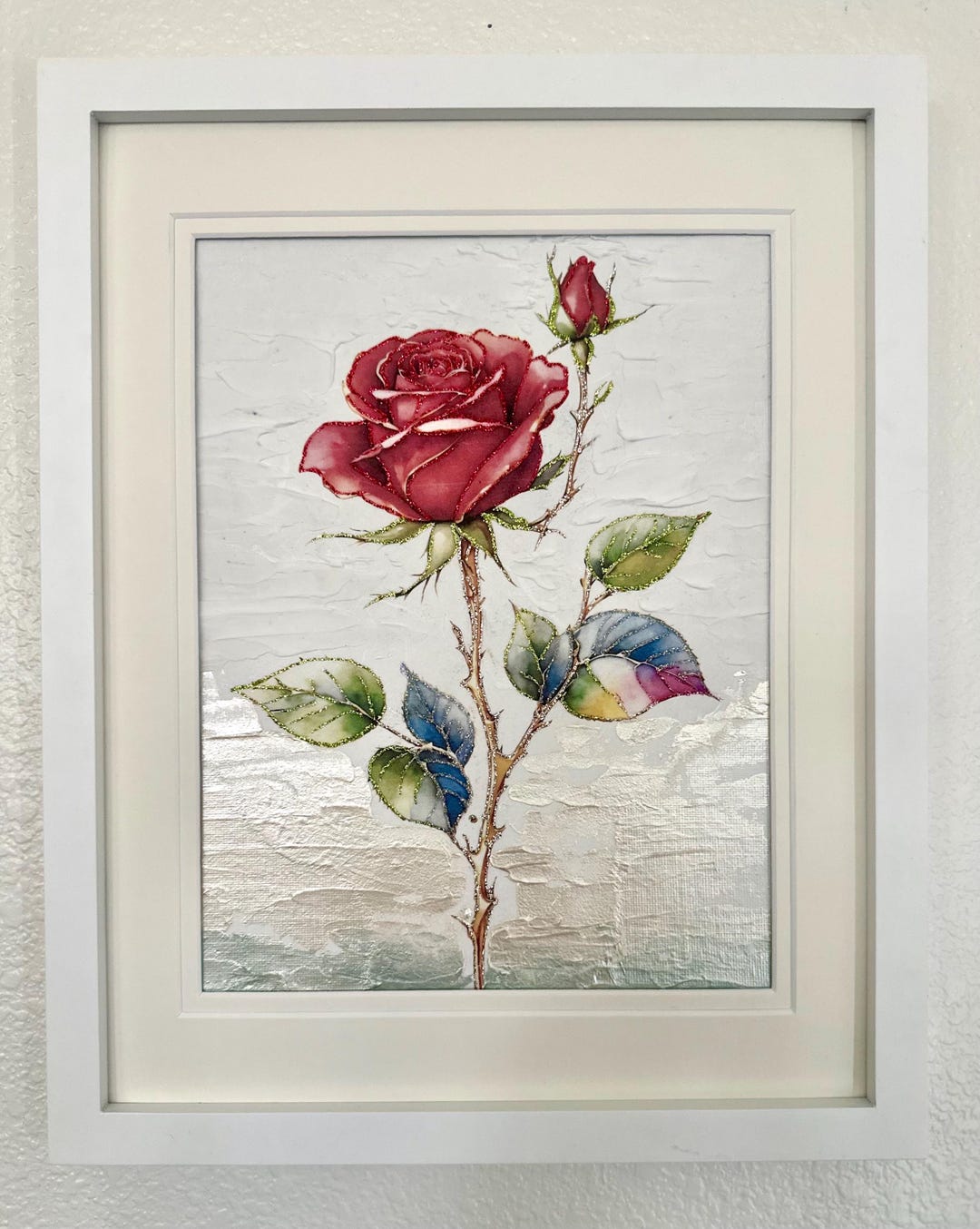 Red Rose Wall Art, Red Rose Painting, Red Rose Mixed Media Wall Decor ...