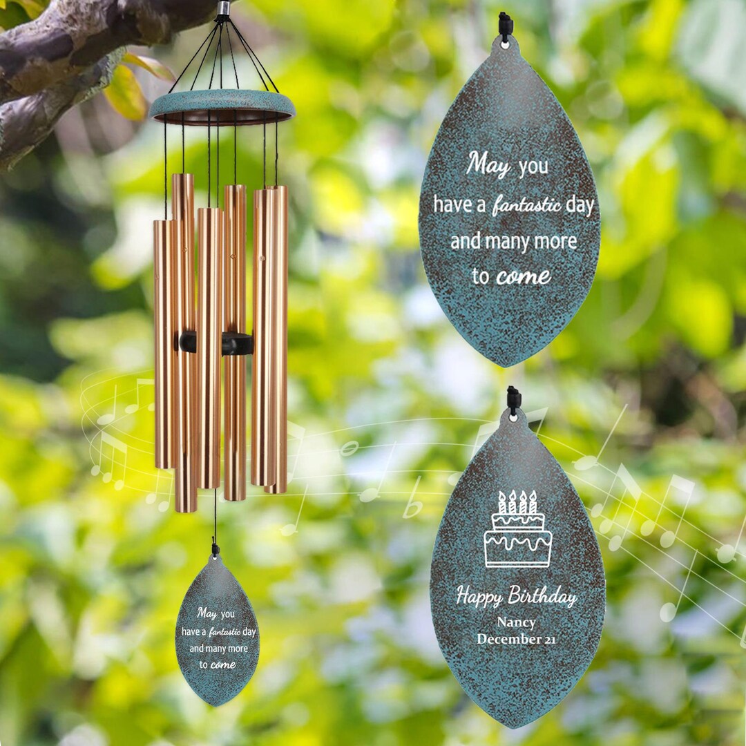 Personalized Birthday Wind Chime: 36" Outdoor Memorial Gift - Etsy