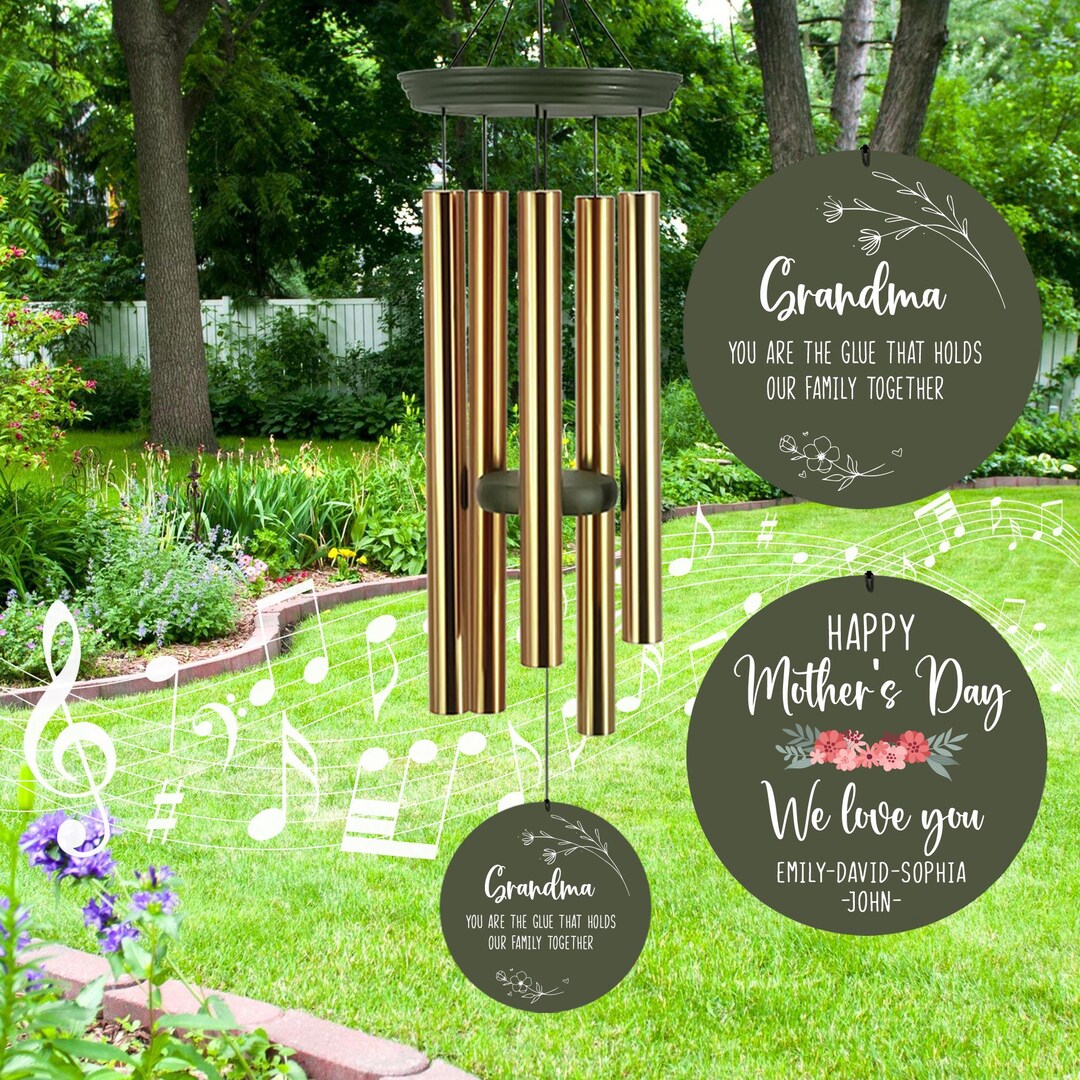 Mother's Day Wind Chimes Personalized Gift for Mom From Kids, Custom ...