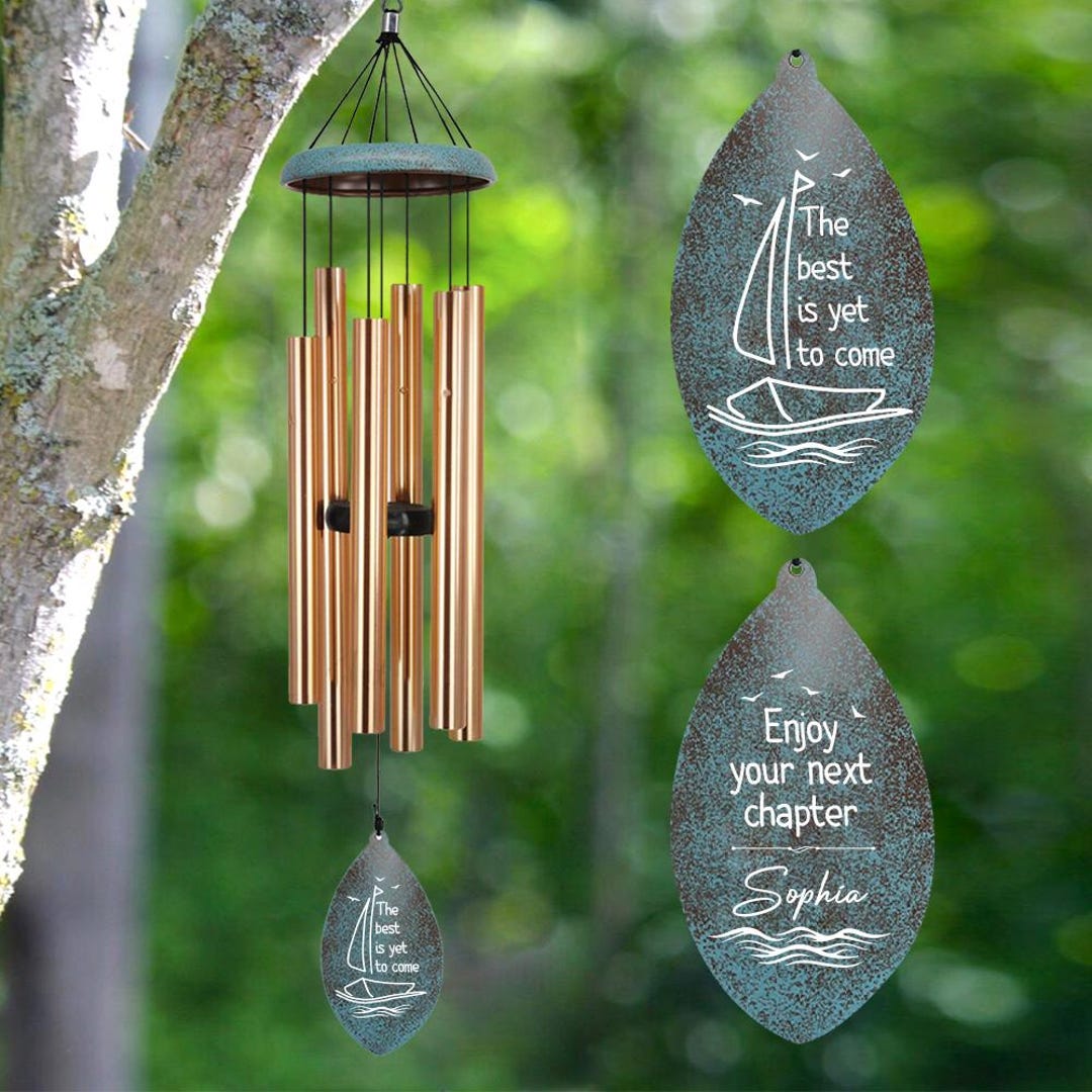 Personalized Retirement Wind Chimes,36“ Gold Wind Chime,custom ...