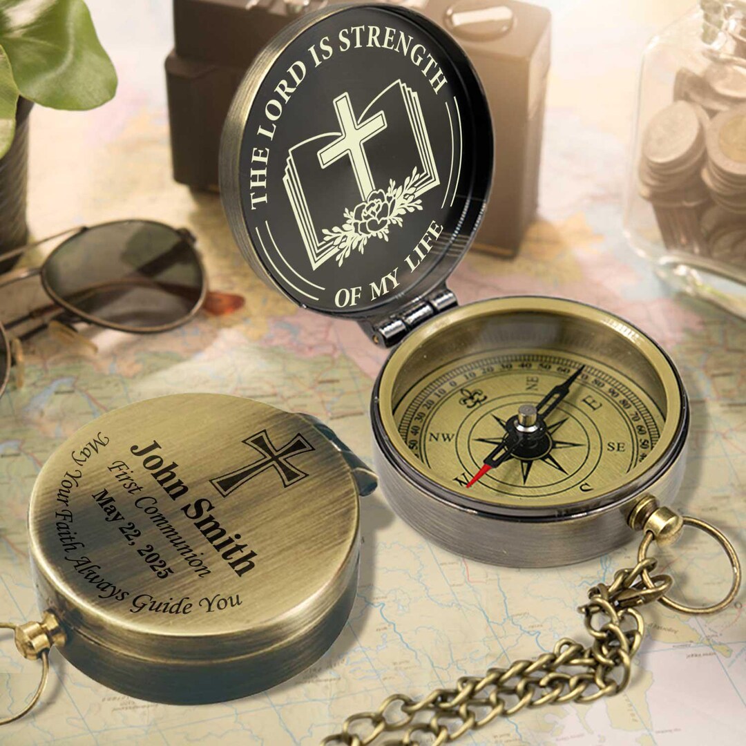 Personalized Engraved Compass Baptism Gift for Boys, Custom Compass for ...