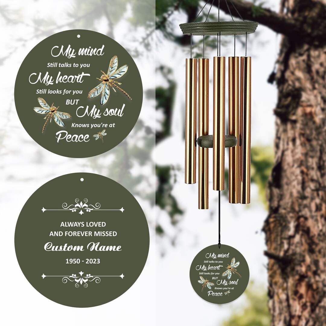 Memorial Wind Chimes Personalized Dragonfly Sympathy Wind Chime in ...