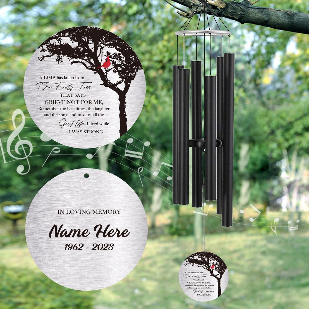 Personalized Memorial Wind Chimes,cardinal Wind Chimes,36 Inch Engraved ...