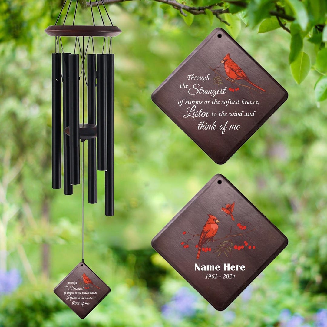 Personalized Memorial Wind Chimes| in Loving Memory Red Bird Cardinal ...
