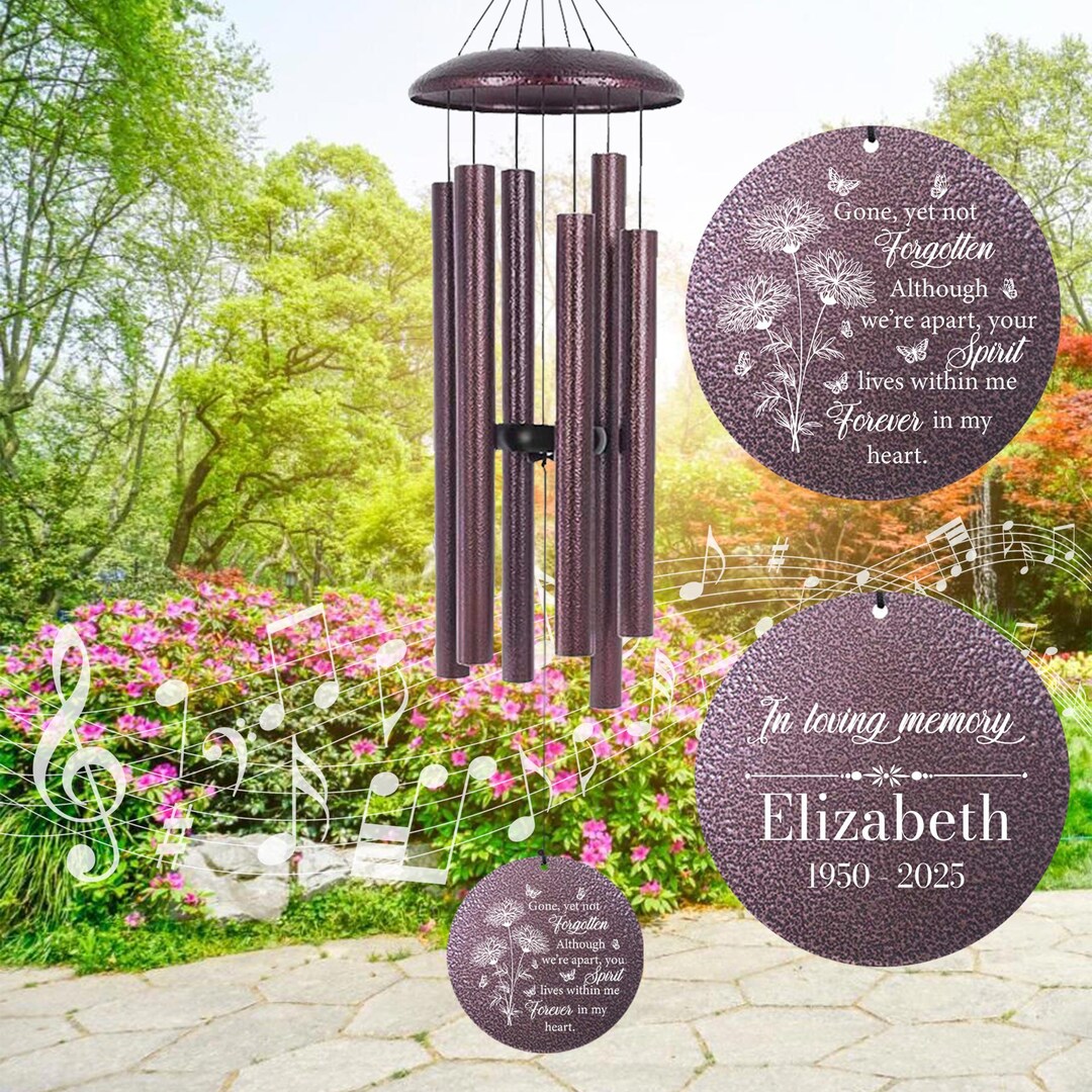 Personalized Memorial Wind Chimes: Engraved Sympathy Gift (32/36/45 ...