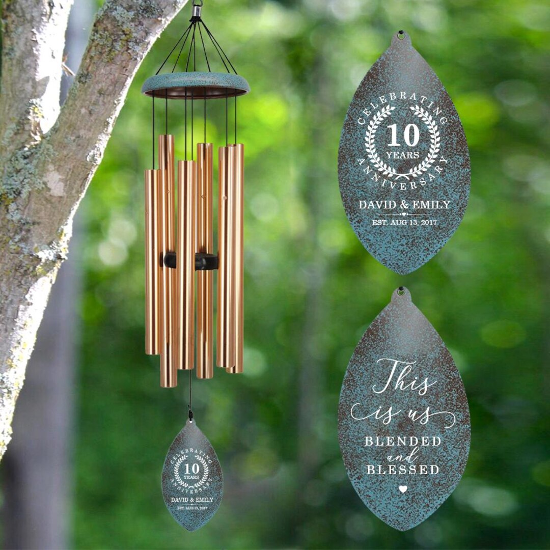 Personalized Anniversary Wind Chime,10th Anniversary Wind Chime,10th ...