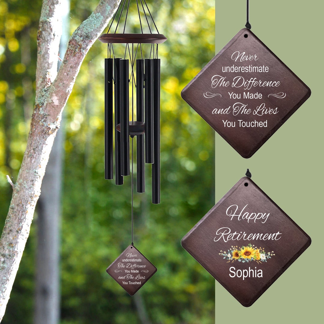 Personalized Retirement Wind Chimes: Sunflower Gift for Coworker - Etsy