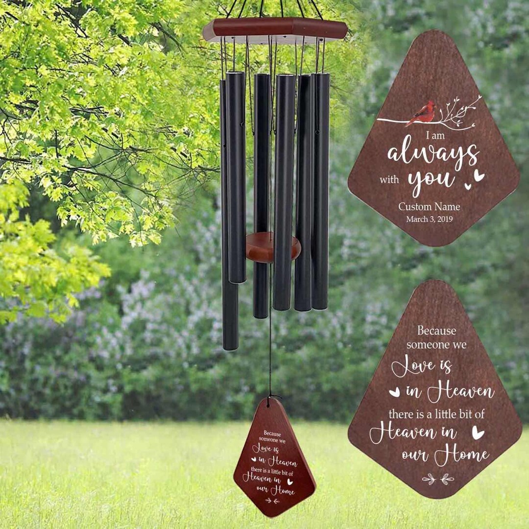 Memorial Cardinal Wind Chimes Personalized, Sympathy Red Bird Wind ...