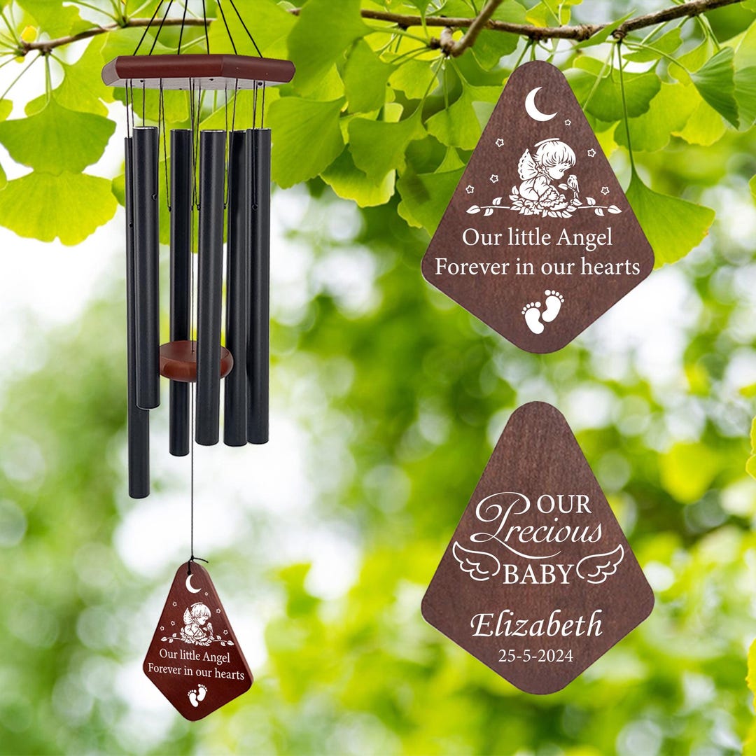 Astarin Memorial Angel Wind Chimes Personalized, Infant Loss Memorial ...