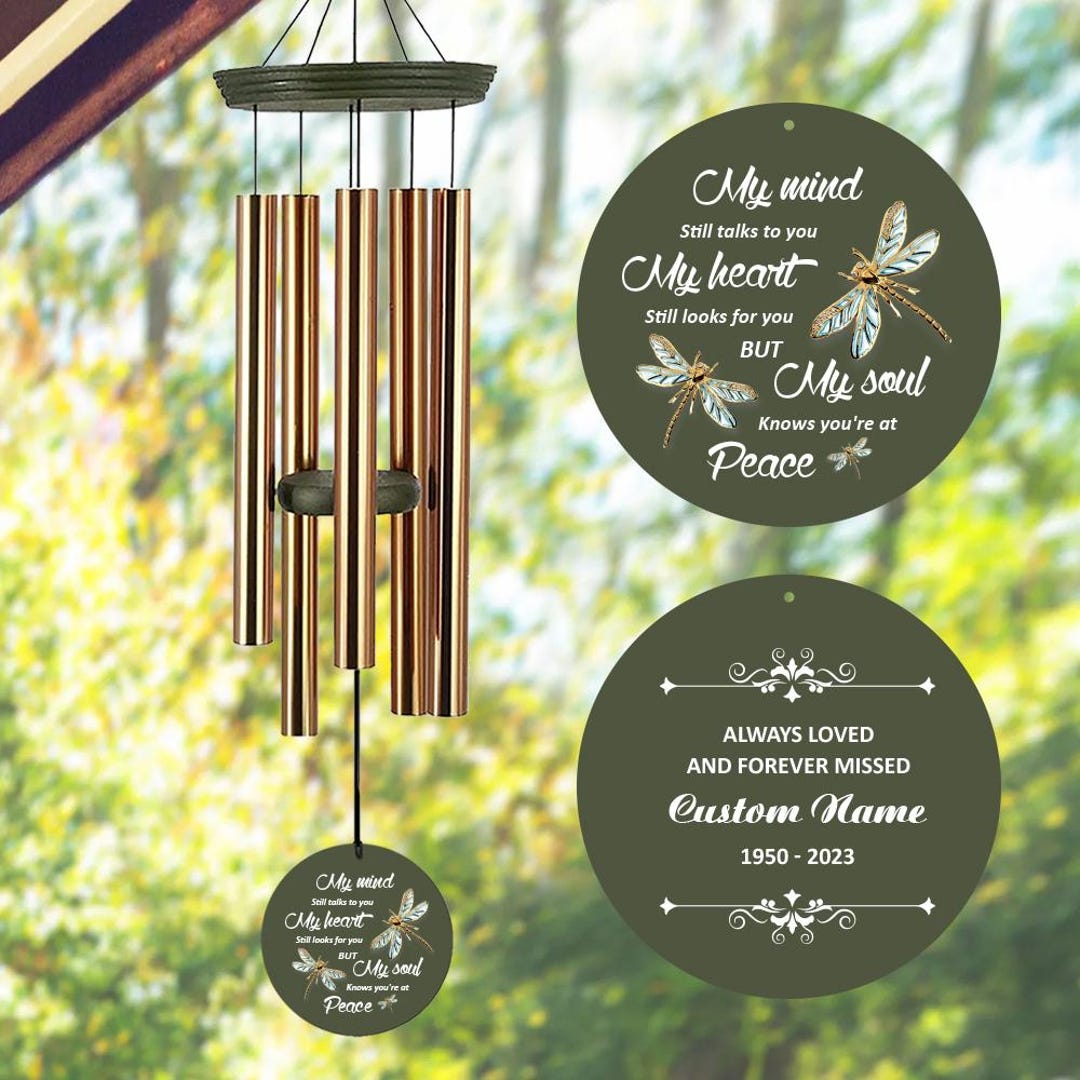 Memorial Wind Chimes | Personalized Dragonfly Sympathy Wind Chime | in ...