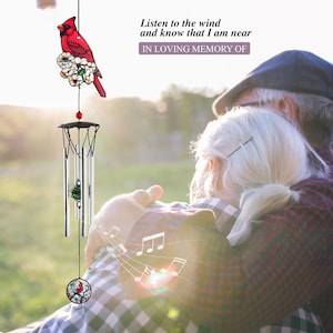 Cardinal Memorial Wind Chimes,24" Wind Chimes Personalized, Red Bird ...