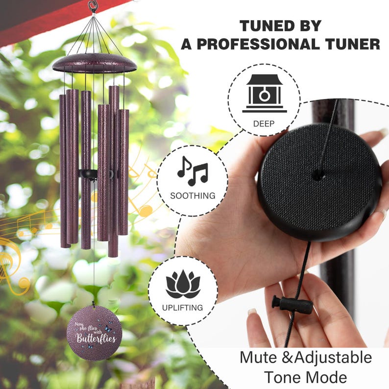 Double Sided Personalized Memorial Wind Chimes, Butterfly Sympathy Gift ...
