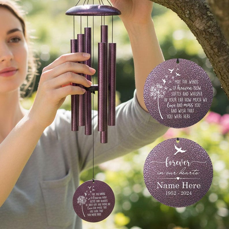 Personalized Wind Chimes for Loss of Loved One, Butterfly Memorial Gift ...