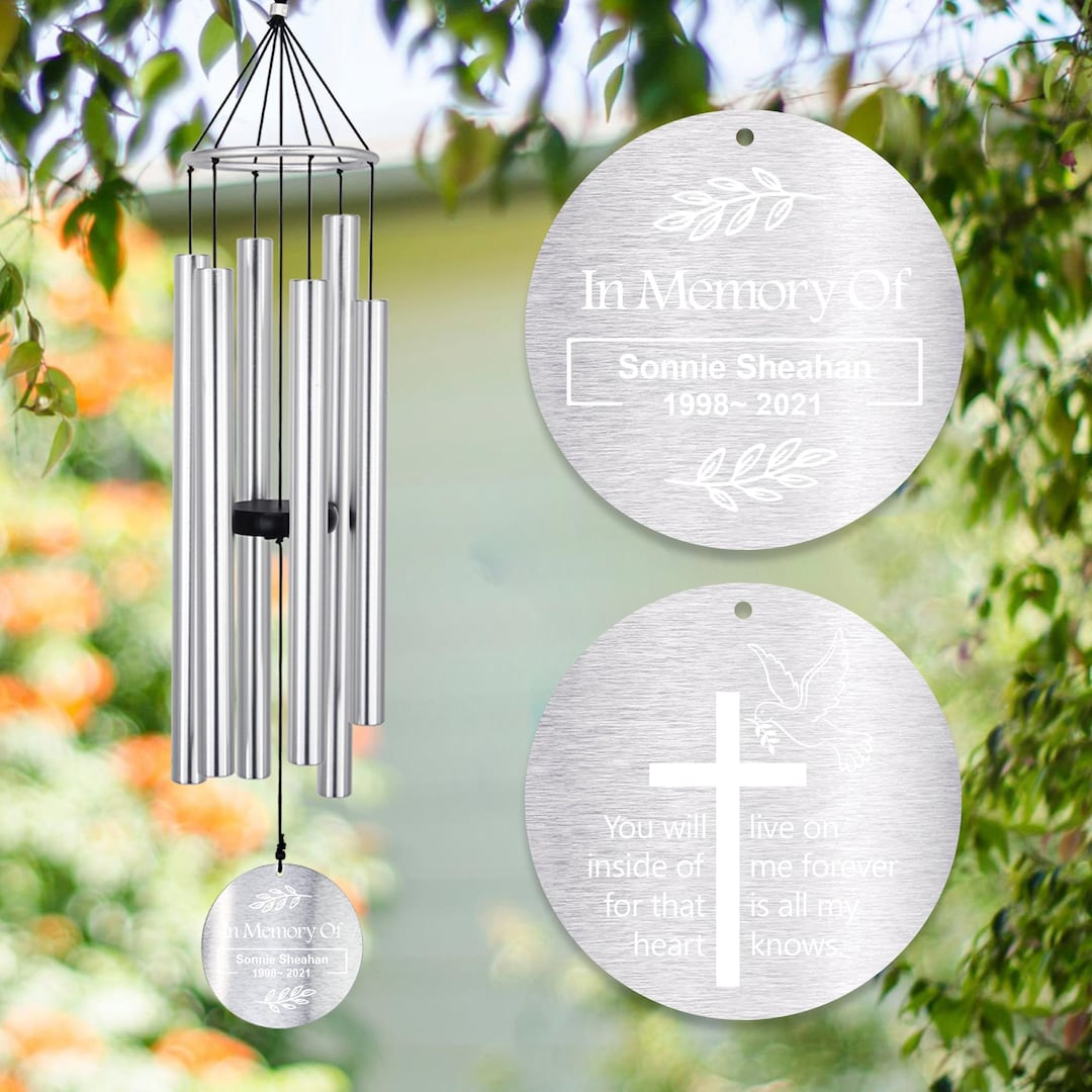 Astarin Memorial Cross Wind Chimes Personalized,in Memory Christian ...