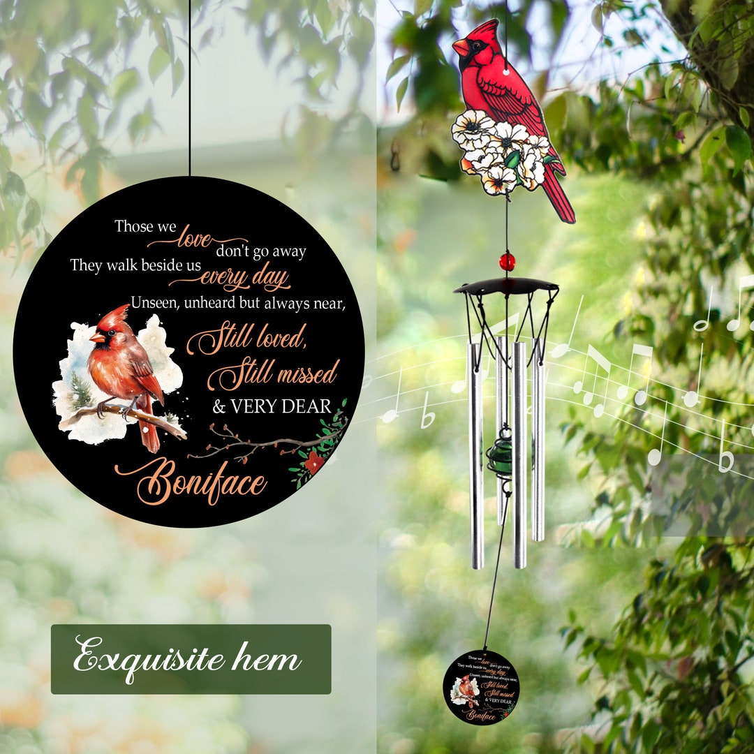 Cardinal Memorial Wind Chimes,24 Wind Chimes Personalized, Red Bird ...