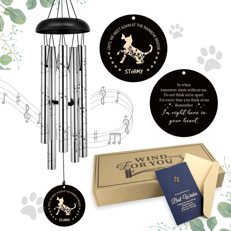 Personalized Pet Memorial Wind Chimes: Cat Loss Remembrance Gift - Etsy