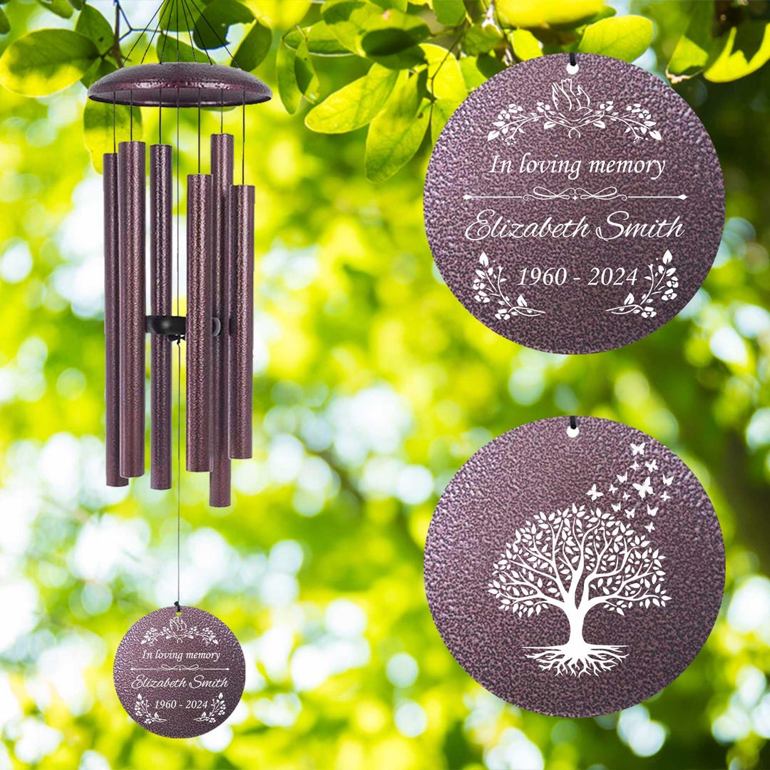 Memorial Wind Chimes Personalized, Tree of Life Wind Chimes, 36 Inch ...