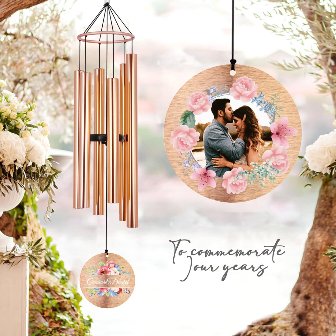 Personalized Wedding Married Photo Ornament Wind Chimes, Newlywed ...
