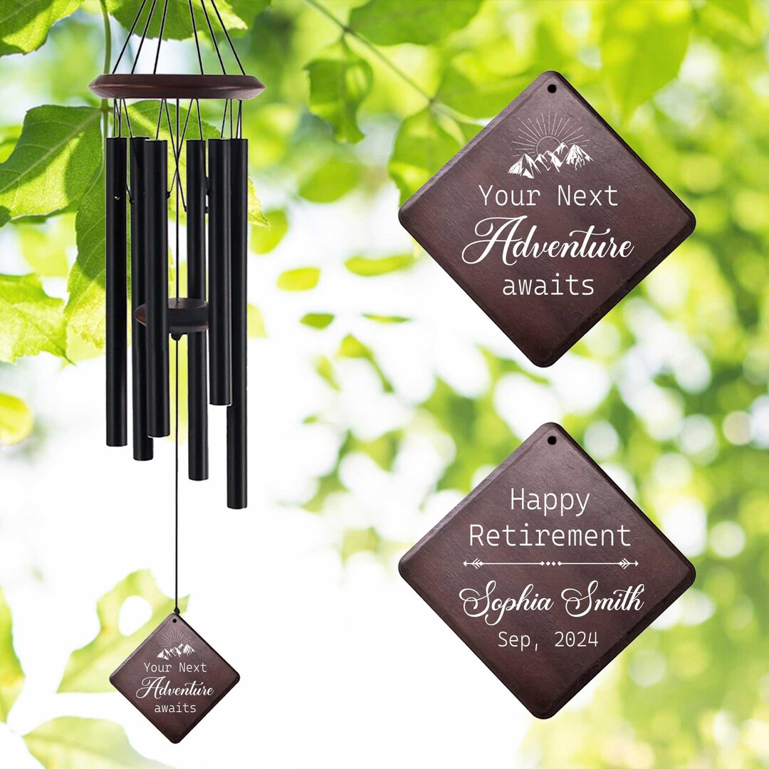 Personalized Retirement Wind Chimes: Custom Wooden Gift - Etsy