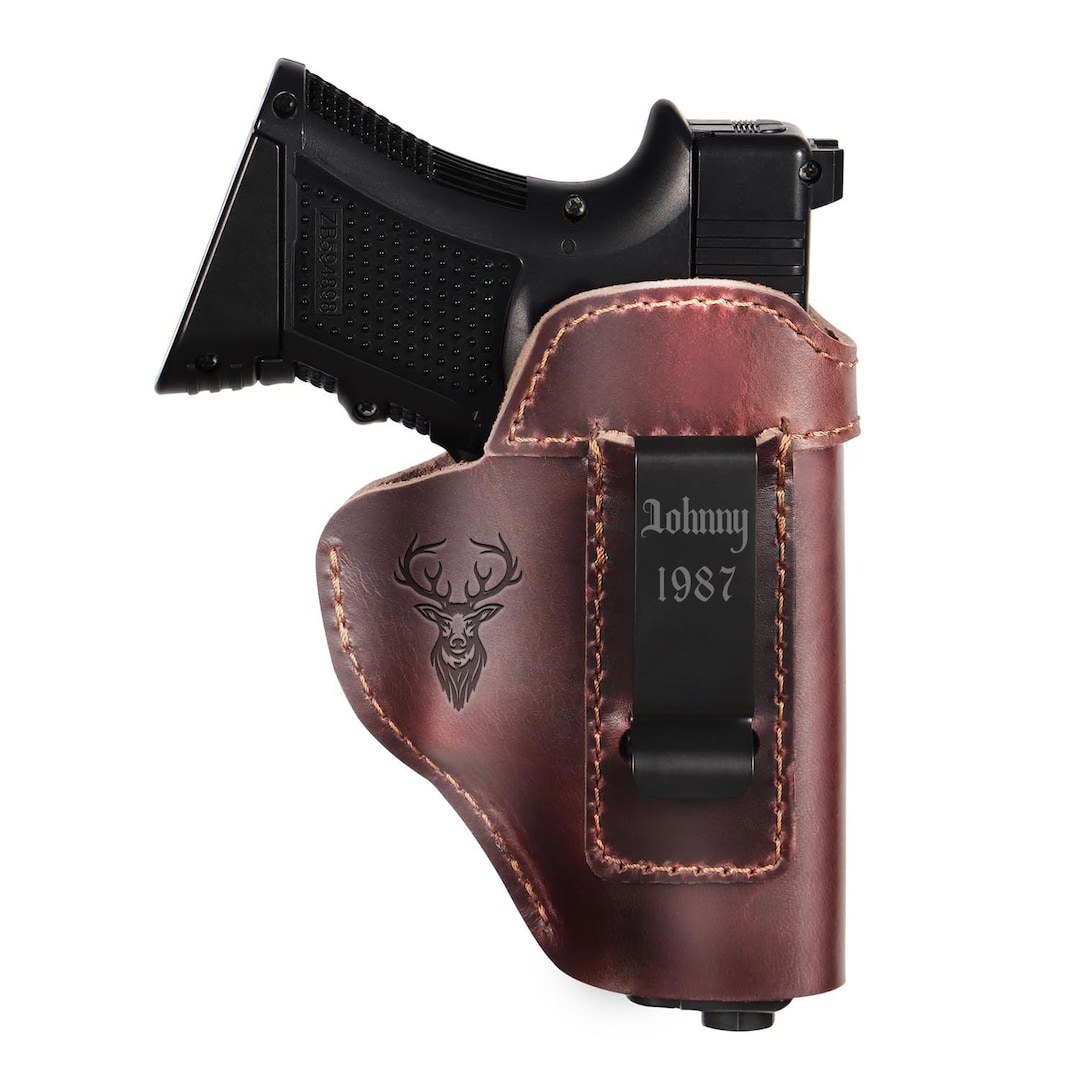 Custom Leather Gun Holster, Personalized Gift for Man, Black/brown ...