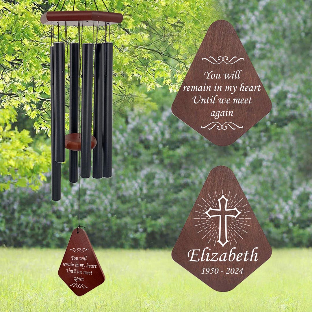 Astarin Memorial Cross Wind Chimes Personalized, Religious/catholic ...