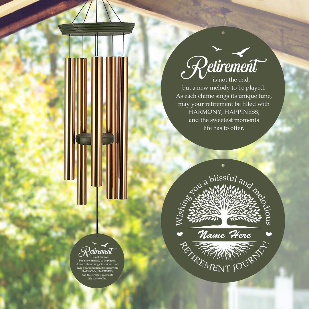 Personalized Retirement Wind Chimes: Engraved Aluminum, Personalized ...