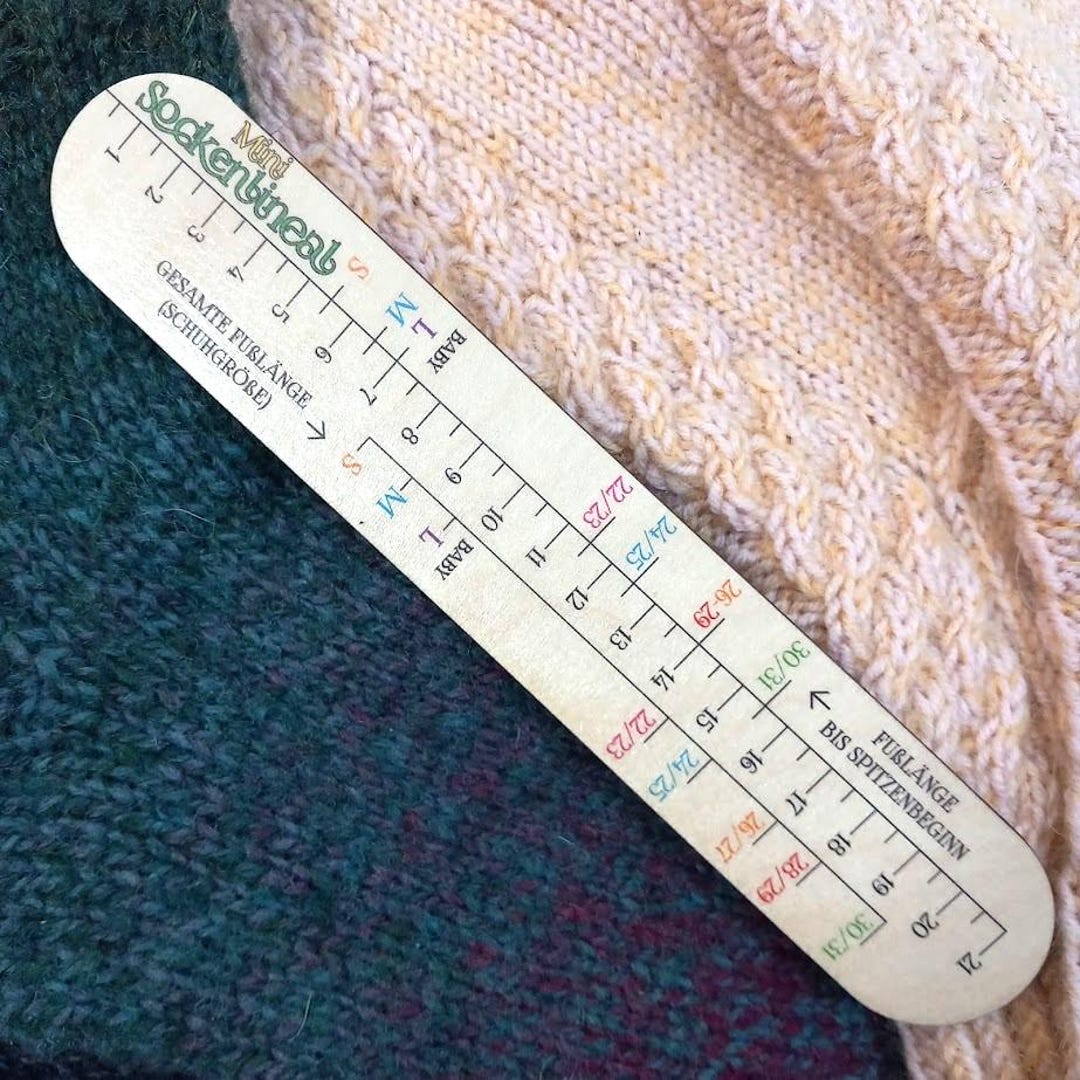 Sock Ruler (kids Sizes) - Knitting Tool - Sockenlineal (kindergrößen ...