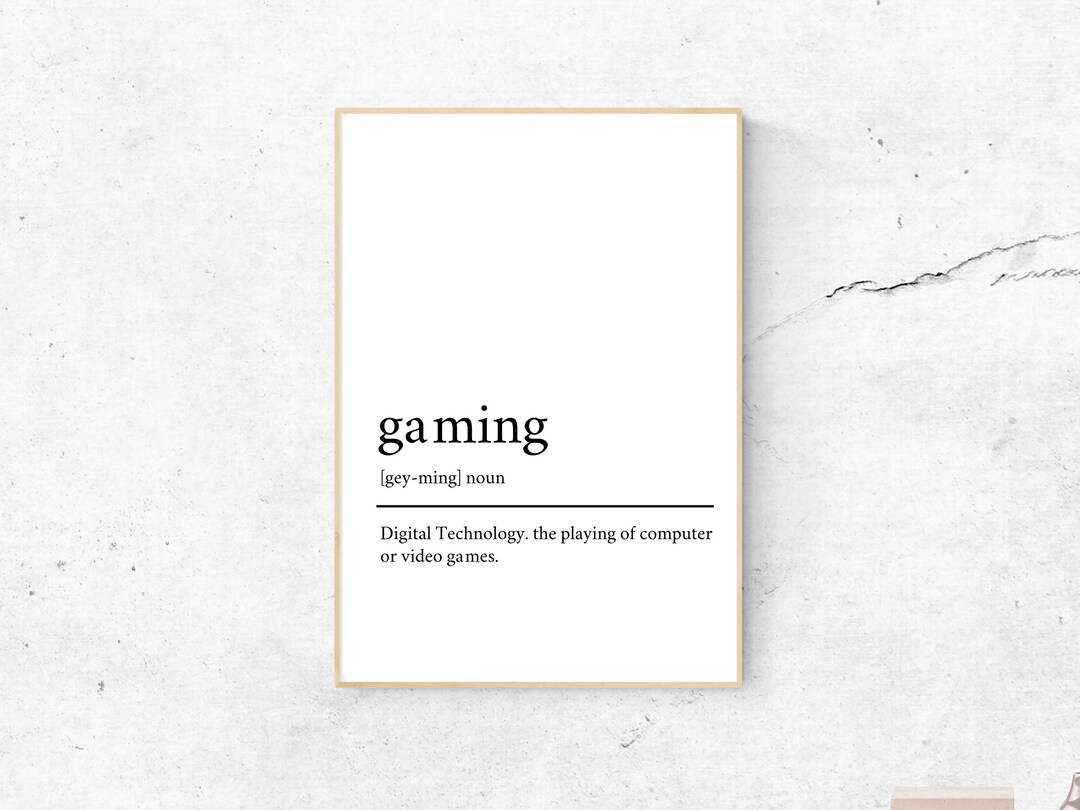 Gaming Definition Print, Digital Poster, Artwork, Gaming Art, Two ...
