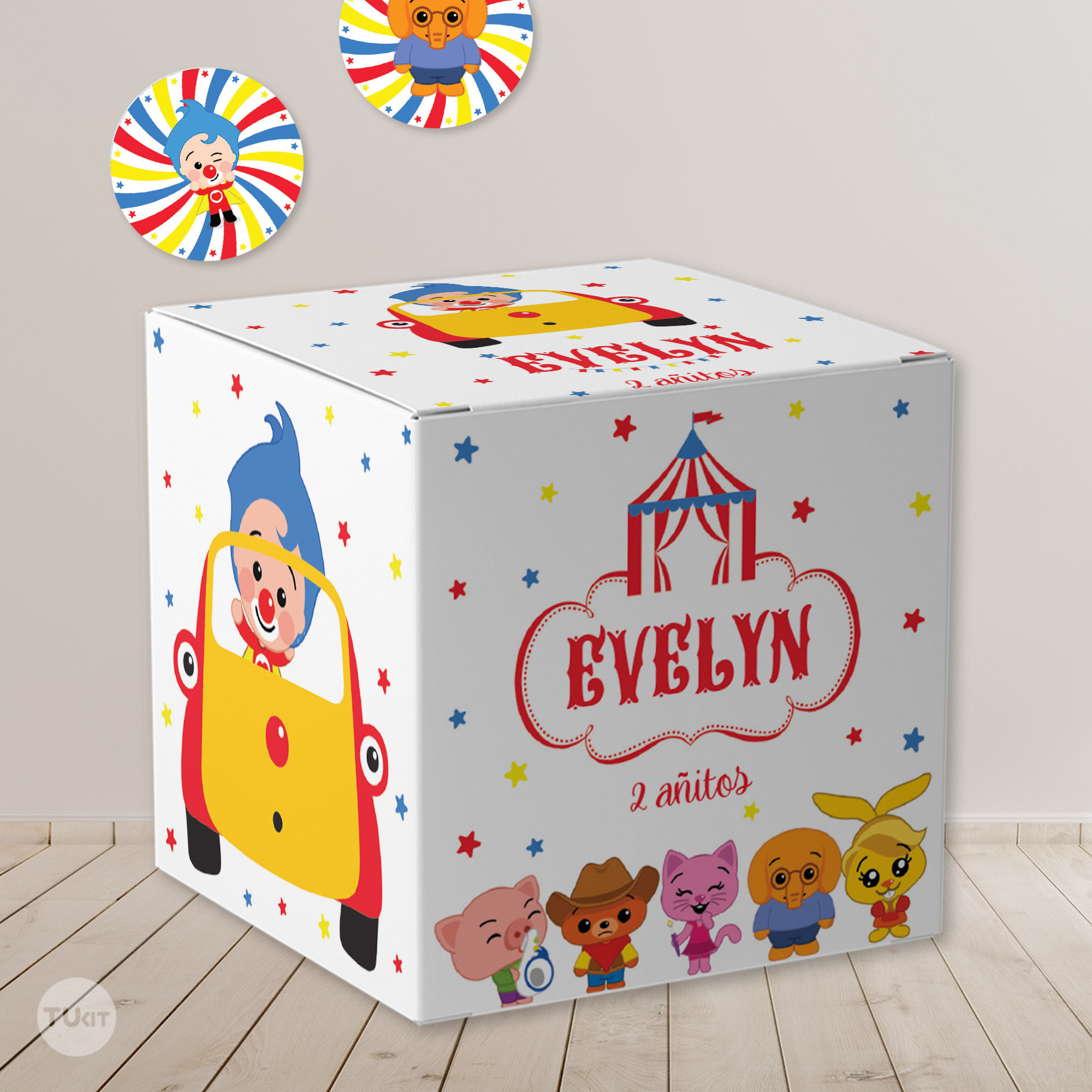 Cube Box Box Printable Birthday Birthday Clown Plim Plim Tukit - Etsy
