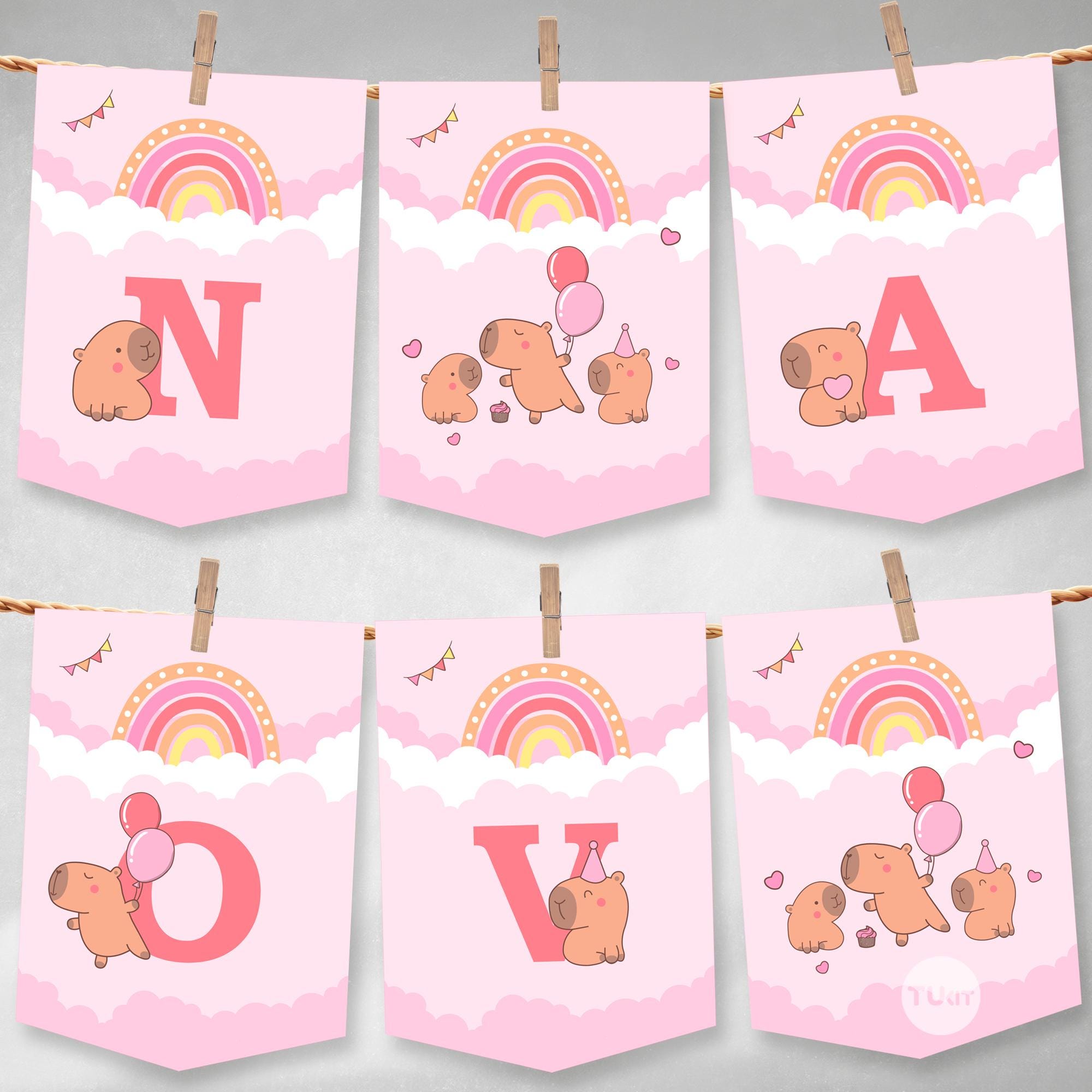 Banner capibara abc, banderines imprimibles capy, banderin capibara ...