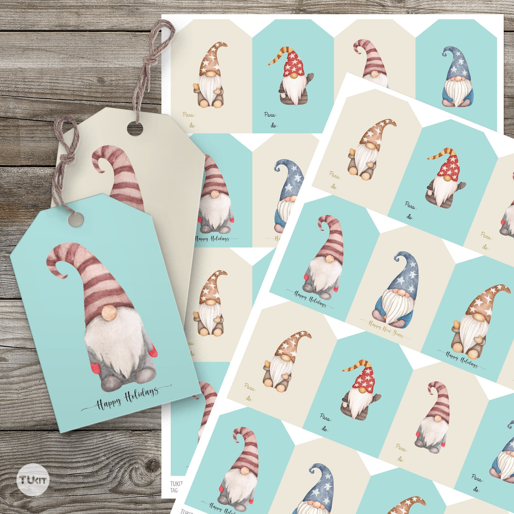 Printable Tag Cards Elves Gnomes Christmas Happy Holidays - Etsy