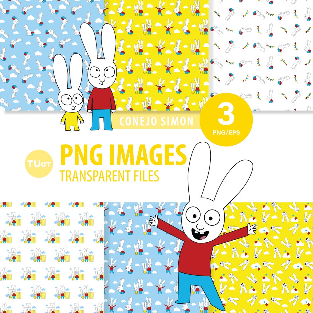 Printable Jpg Digital Papers Simon the Rabbit Images Png Eps Tukit - Etsy