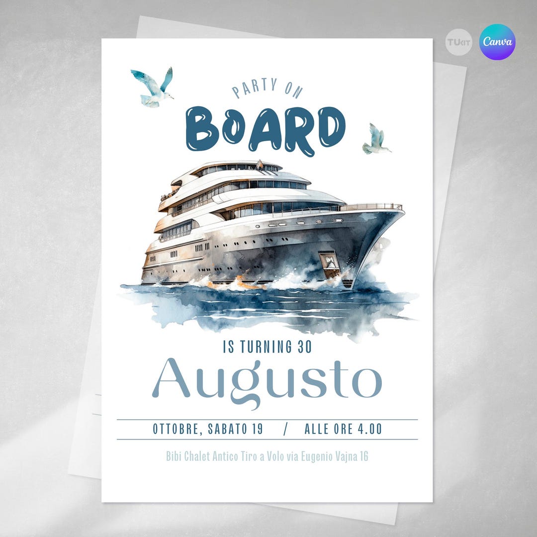 Editable Yacht Invitation, Boat Invitation, Birthday Invitations Board ...
