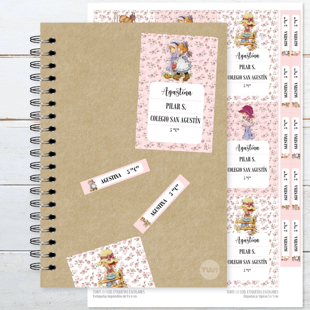 Printable School Labels Sarah Kay Pink Flowers Notebooks Folders Tukit ...