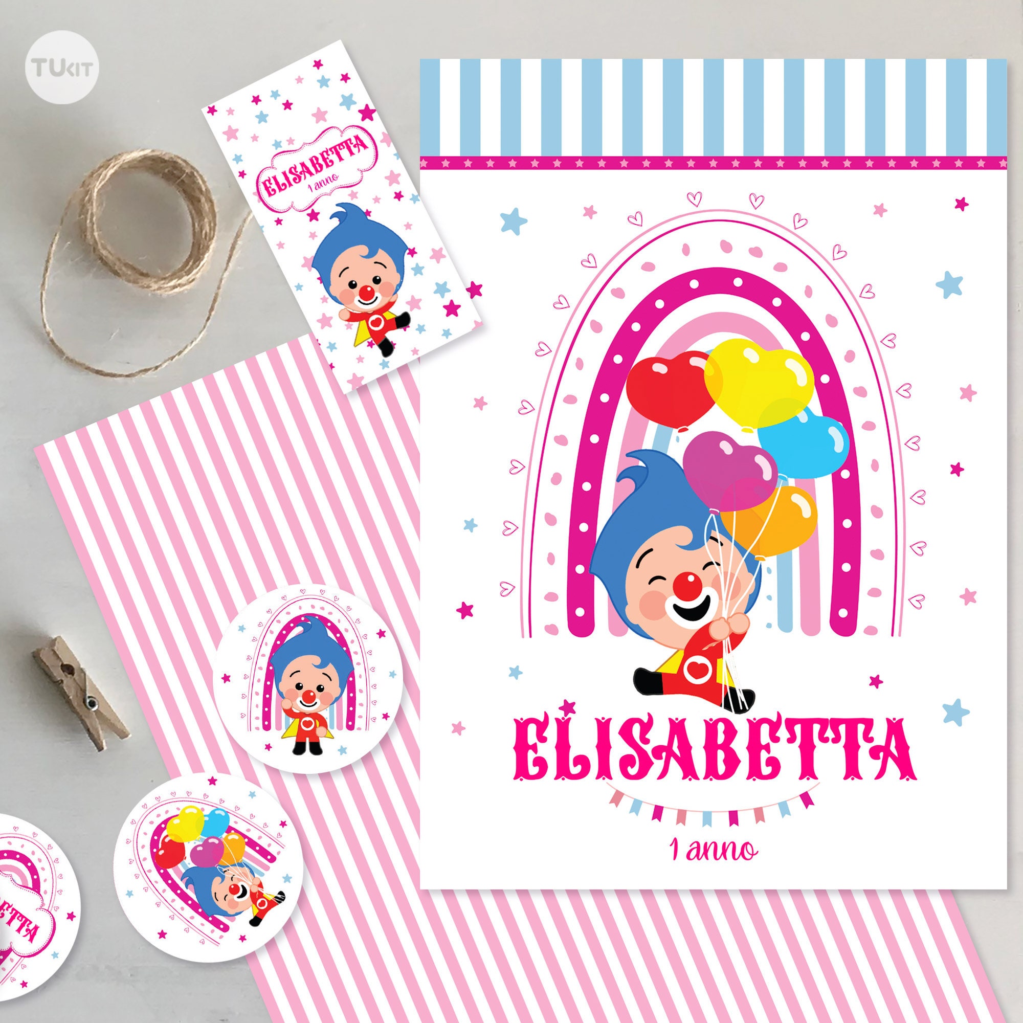 Pink Plim Plim Clown Printable Kit Tukit - Etsy Ireland