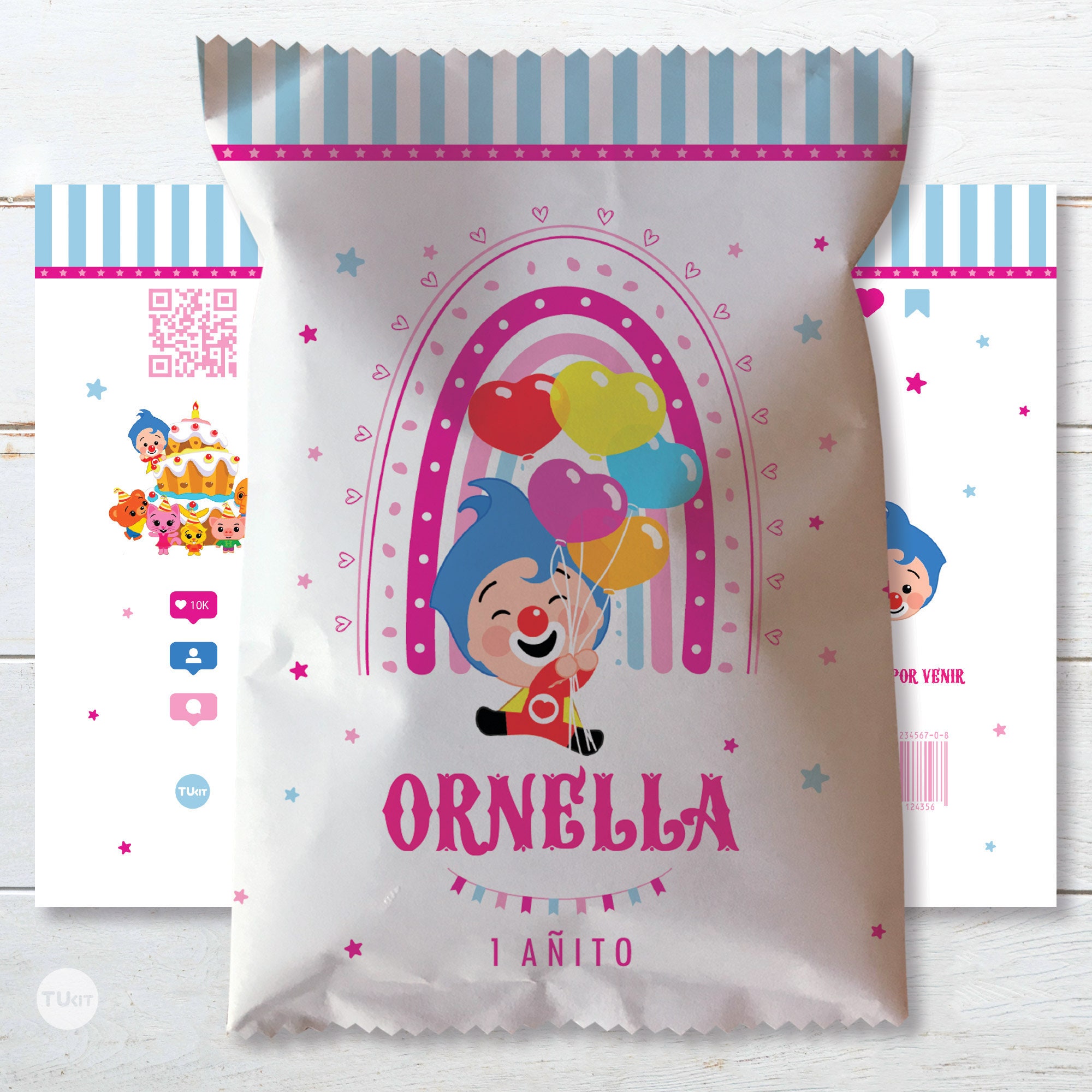 Chips Bags Printable Candy Bag Clown Plimplim Plim Plim Pink Tukit Etsy