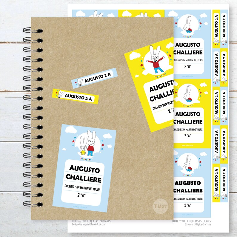 Printable School Labels Simon the Tukit Rabbit - Etsy