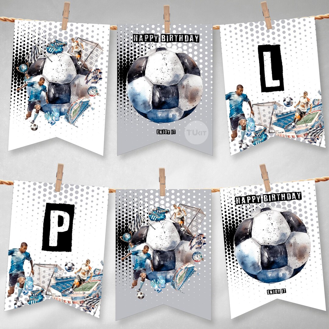 Soccer Banner, Printable Pennants, Watercolor Soccer Pennant ...