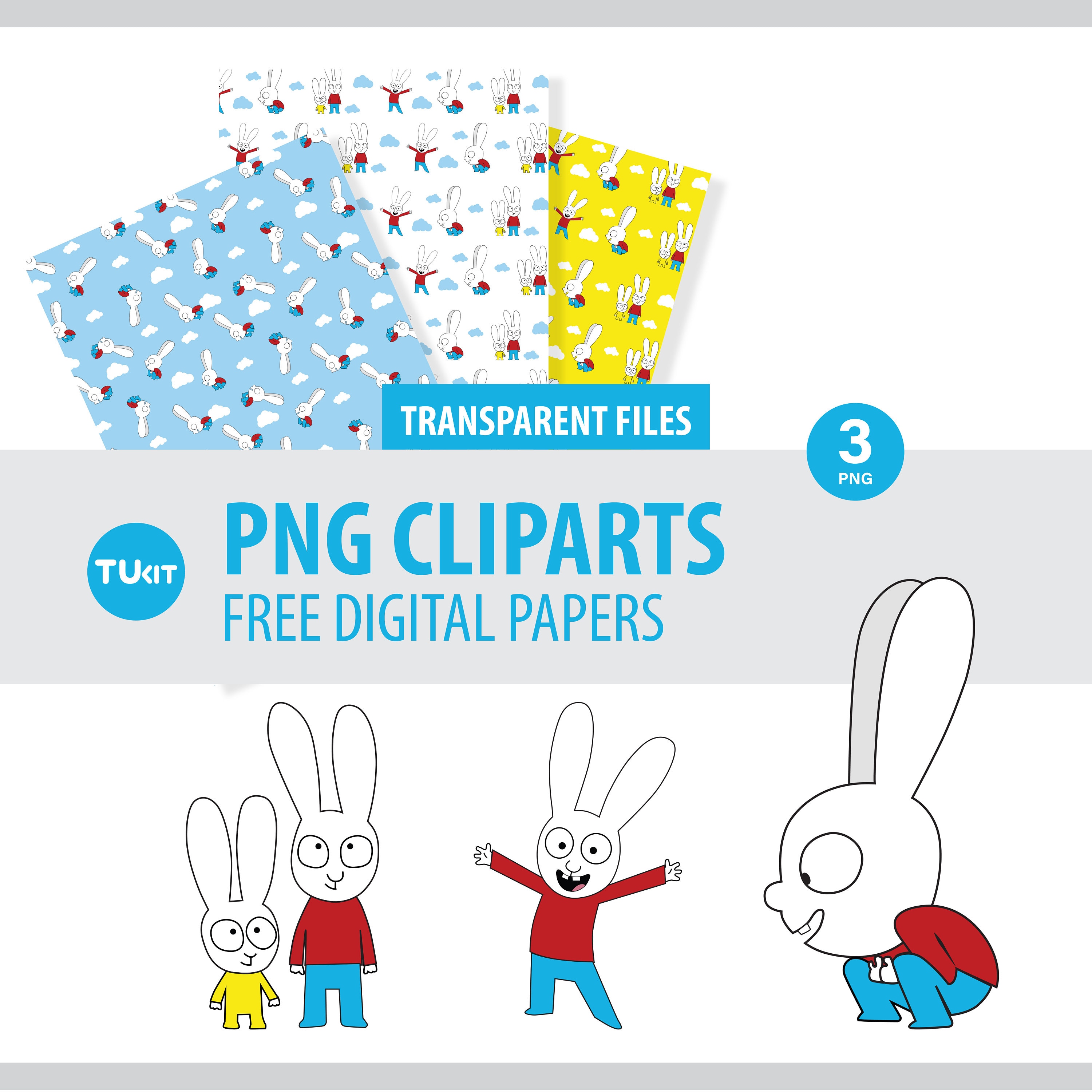 Printable Jpg Digital Papers Simon the Rabbit Png Images Tukit - Etsy