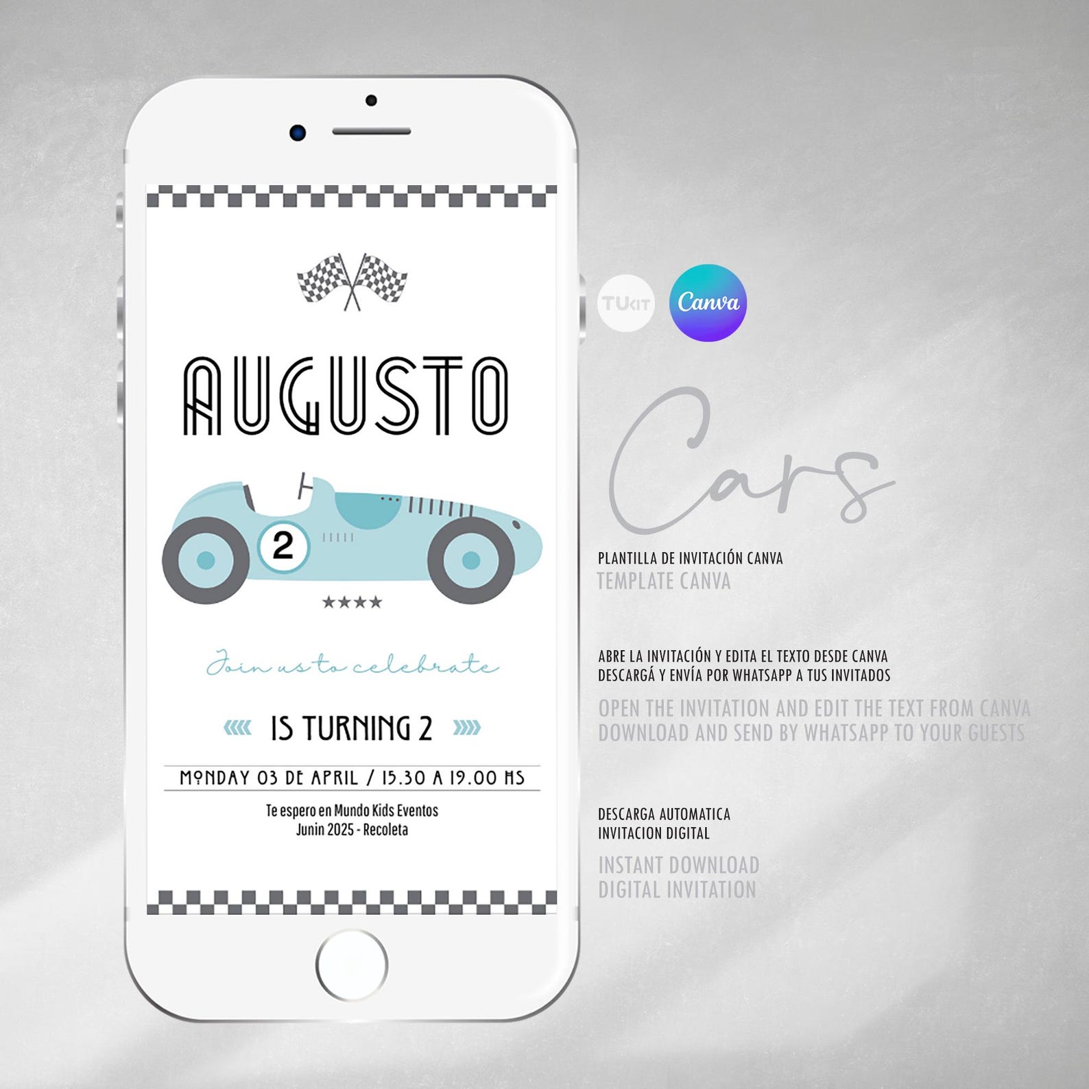 Editable Car Invitation, Retro Car Invitation, Editable Canva ...