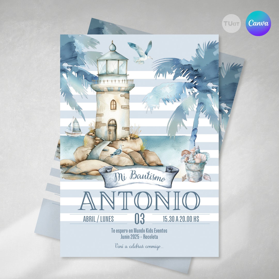 Editable Invitation, Invitation, Watercolor Marine Nautical Birthday ...