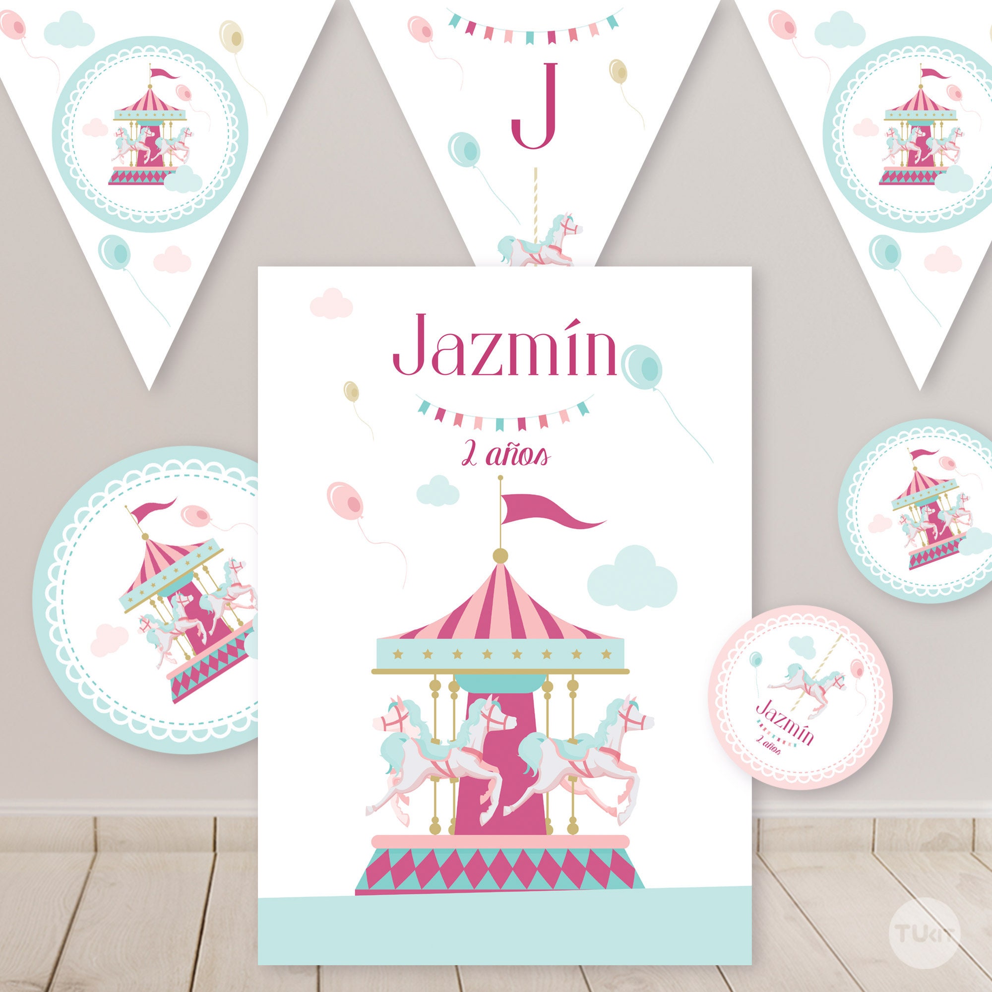 Printable Carousel Carousel Party Bundle Tukit - Etsy