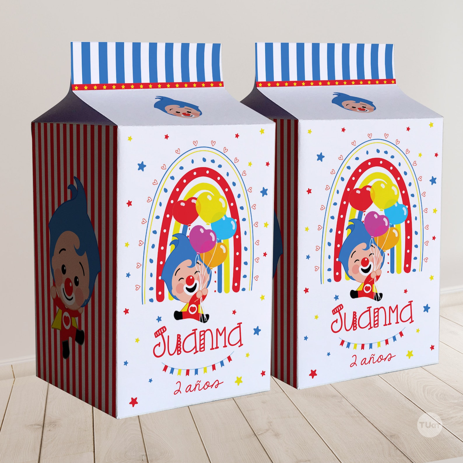 Milk box milkbox alta imprimible payaso plim plim tukit - Etsy México