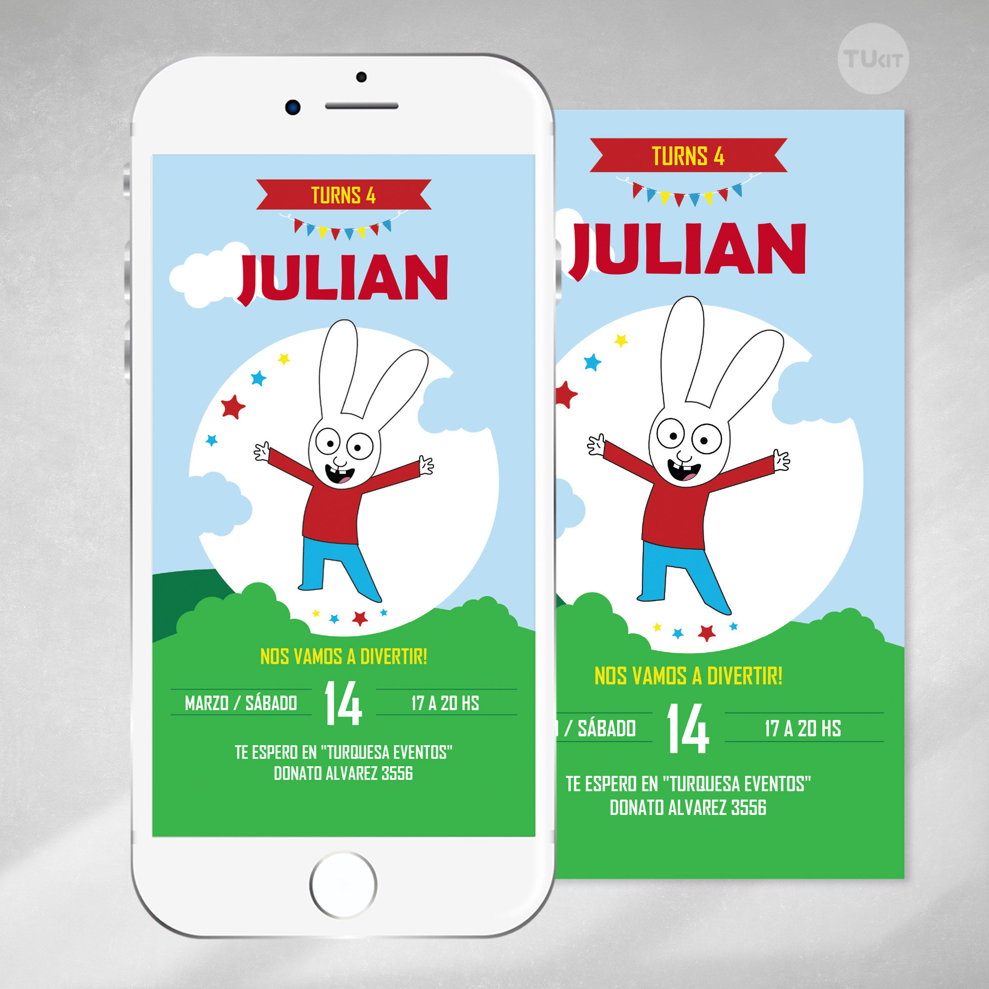 Kit Printable Rabbit Simon Bunnies Rabbit Printable Birthday Birthday ...