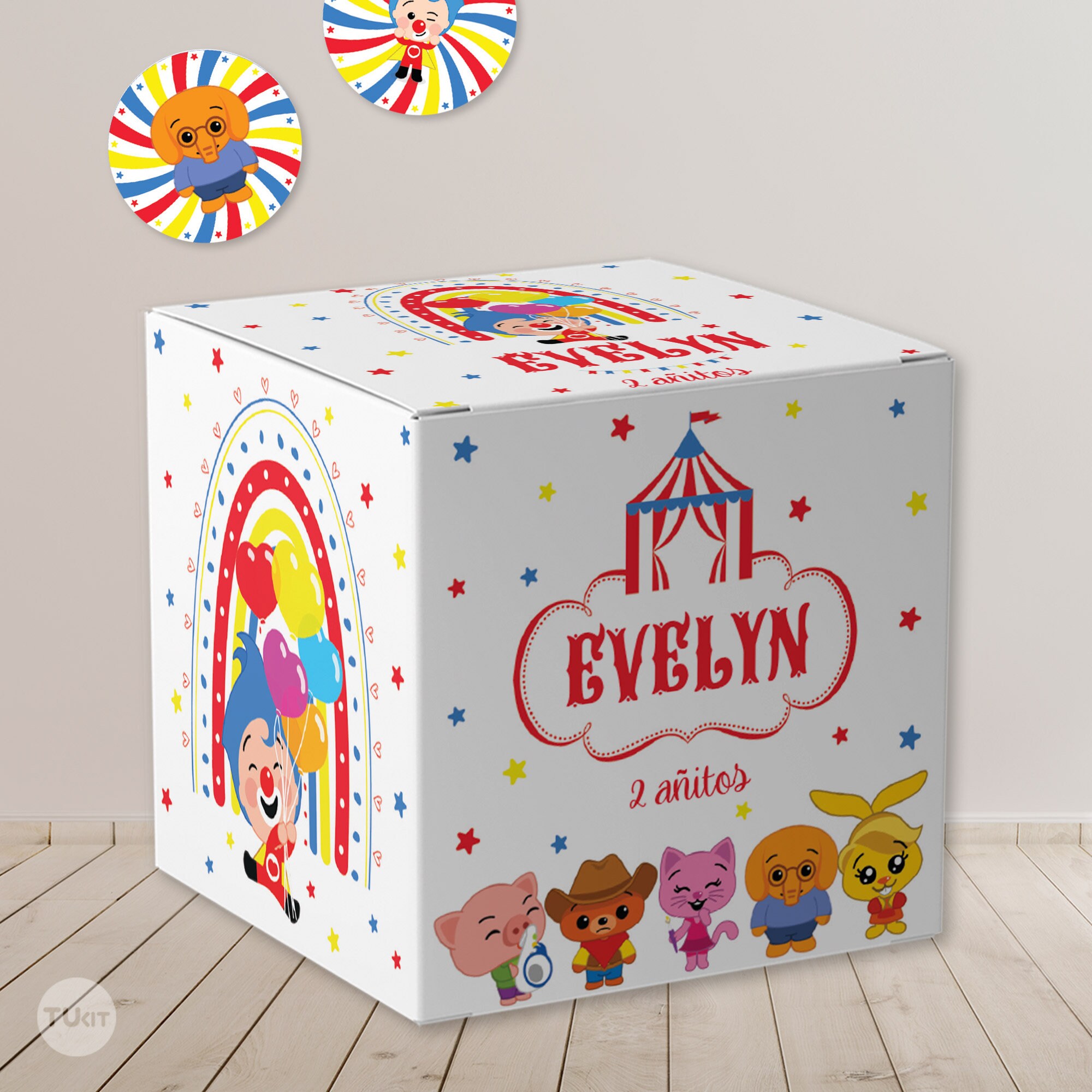 Cube Box Box Printable Birthday Birthday Clown Plim Plim Tukit - Etsy
